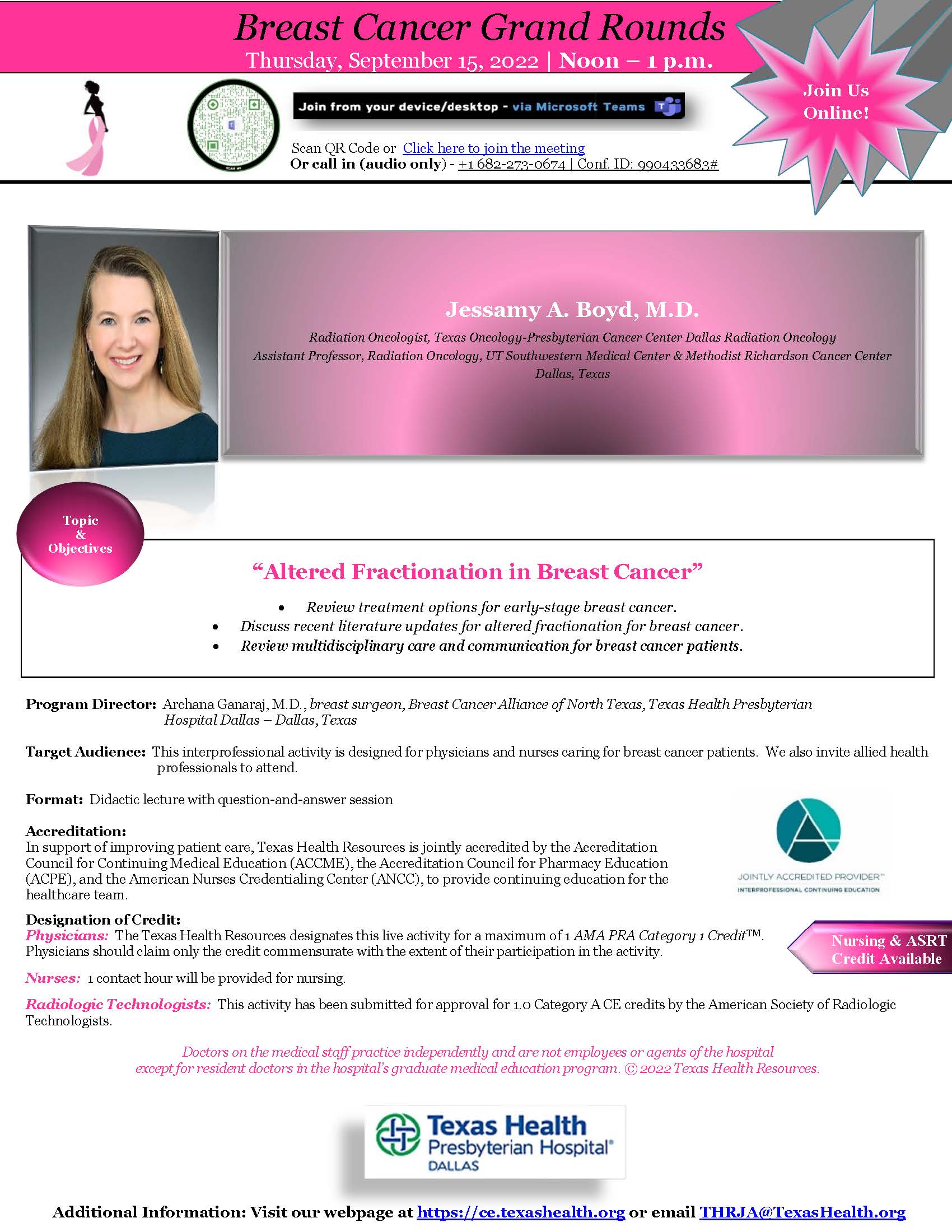 THD Breast Cancer Grand Rounds - Altered Fractionation in Breast Cancer | Texas Health Resources
